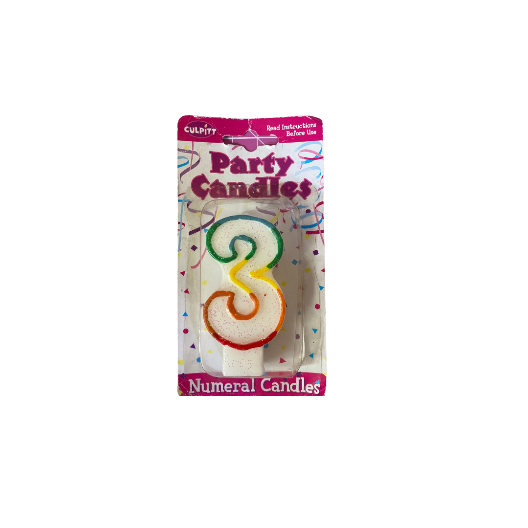 Number 3 Party Candle – Cake Craft by Charlotte & May