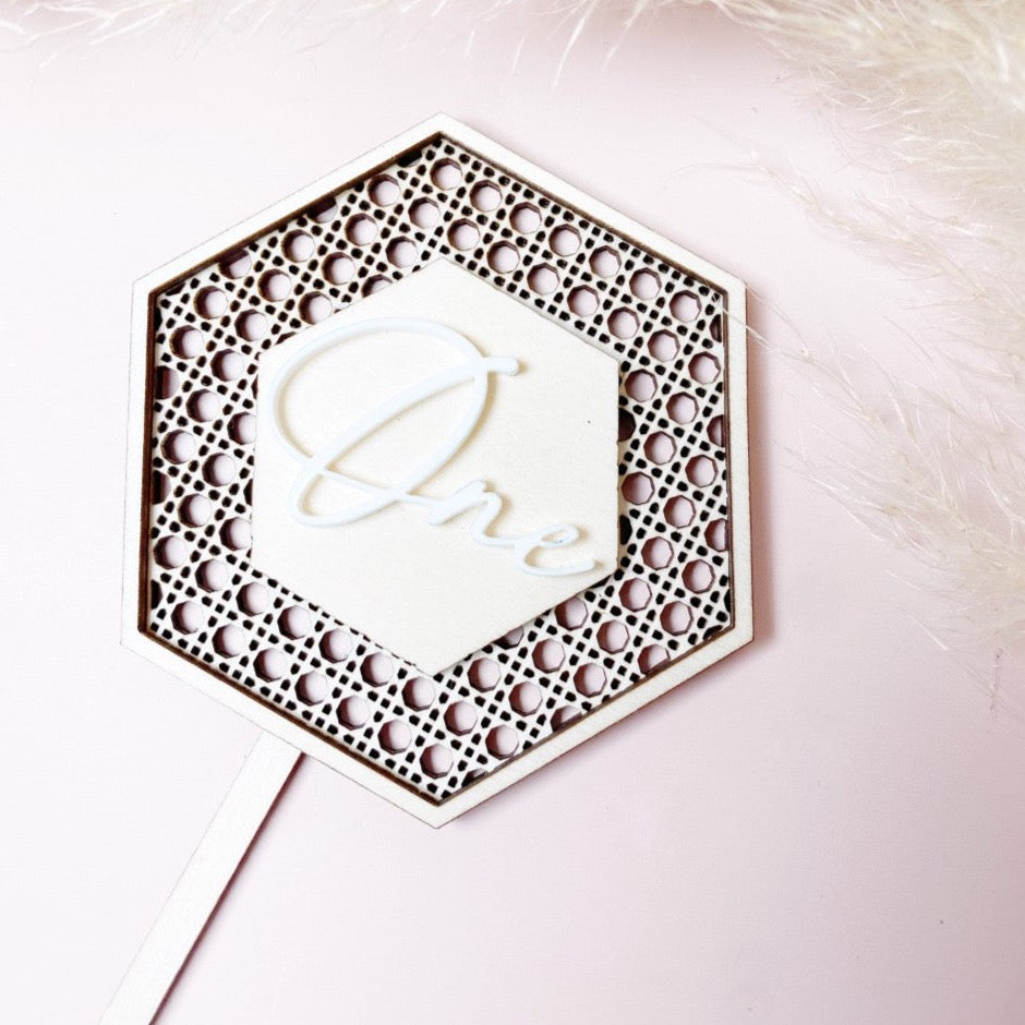 Personalised Rattan and Acrylic Age Topper – Cake Craft by Charlotte & May